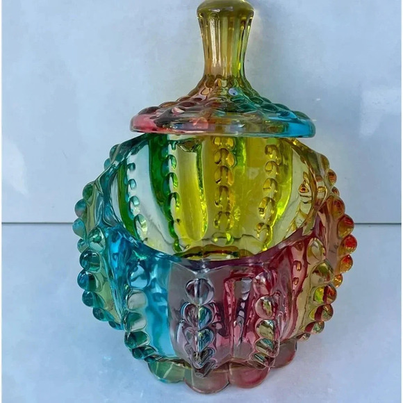 Elegant | Other | Elegant Embossed Colorful Crystal Glass Candy Box ...